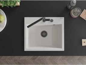 Mexen Oscar, 1-komorový granitový dřez 580x490x205 mm, bílá, 6519581000-20-B