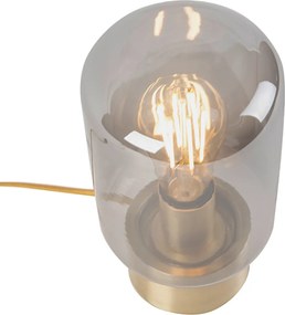 Designová stolní lampa mosaz s kouřovým sklem - Bliss Cute