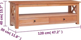 vidaXL TV stolek 120 x 30 x 40 cm masivní mahagonové dřevo [283840] Barva: Přírodní