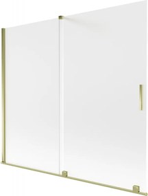 Mexen Velar, 2-křídlová posuvná vanová zástěna 180 x 150 cm, 8mm sklo námraza, zlatá lesklá, 896-180-000-31-50