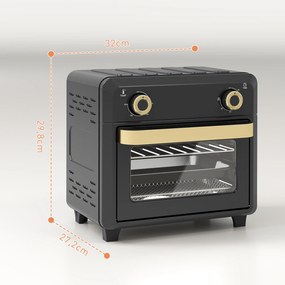 HOMCOM Minitrouba s horkovzduchem, fritéza s horkým vzduchem, časovač, vnitřní osvětlení, 10 L, černá