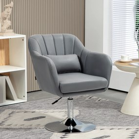 HOMCOM Křeslo Lounge s Područky, Bederní Polštář, Čalouněné Křeslo s Kovovým Rámem, Mikrovlákno, Výškově Nastavitelné Otáčecí Křeslo do Ložnice a Obý…