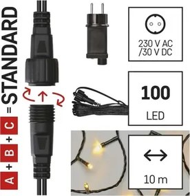 Emos D1AW01 CONNECT / Startovací řetěz s napájením / 100 LED / 10 m /