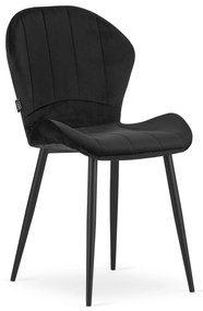 Černá sametová židle TERNI s černými nohami