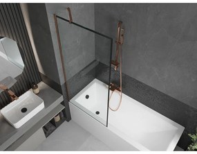 Mexen Next, vanová zástěna 1-křídlová 80 x 150 cm, fixní křídlo, 6 mm čiré sklo s černým vzorem, růžové zlato profil, 895-080-000-00-70-60