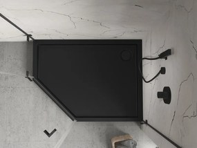 Mexen Flow+, pětiúhelníková sprchová vanička, pravá, 100 x 80 cm, černá matná, 46P708010RH