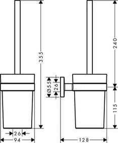 Hansgrohe Logis Universal - WC kartáč s držákem | sklo/chrom