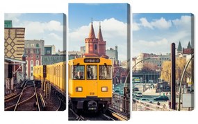 Vícedílný obraz Žlutý Vlak V Berlíně Na Železničních Tratích Nedostatek Nedostatek Přírodní plátno 180x120