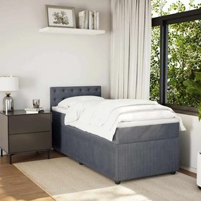 Box spring postel s matrací tmavě šedá 90x200 cm samet 3287639