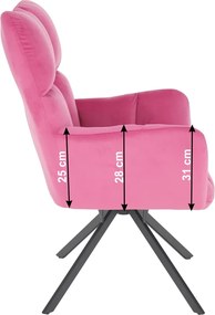 Designové otočné křeslo, růžová Velvet látka / černá, KOMODO