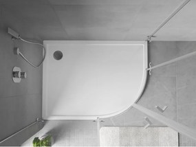 Mexen Flow čtvrtkruhový asymetrický slim levý 90 x 80 cm, bílý lesk - 46Q108090L