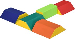 Sada měkkých stavebních bloků HOMCOM pro děti 1-3 roky s 5 obdélníkovými a lichoběžníkovými bloky, PU a EPE materiál, 48,3x19,1x48,3 cm, vícebarevná |