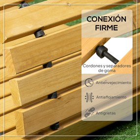 Outsunny 185x60 cm Přírodní dřevěná zahradní cesta - rovný skládací chodník pro venkovní použití, odolný vůči povětrnostním vlivům, dekorativní zahra…