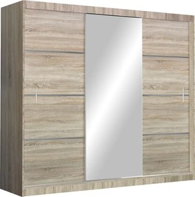 STO Šatní skříň VISTA se zrcadlem, 250 cm Barva dřeva: Černá