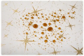 Voděodolný, oboustranný Vánoční ubrus, více rozměrů, hvězdy, bílá-zlatá Barva: Bílá/zlatá, Rozměr: 130x150cm