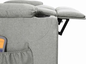 Elektrické masážní křeslo světle šedé textil 3098827
