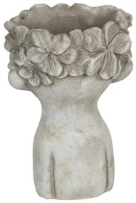 Obal na květináč v designu busty s květinovým věncem Tete – 17x17x25 cm