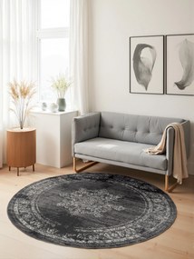 Hanse Home, Kusový koberec Gloria Lydia 106253 Grey kruh, 160x160 (průměr) kruh, šedá, chodba / předsíň