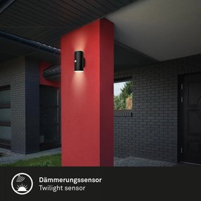 BRI 3787015 Lima LED venkovní nástěnné svítidlo, pohybové čidlo, soumrakový senzor, nabíjecí, černá - BRILONER