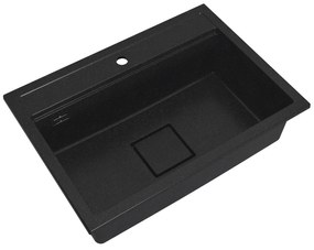 Gamma Quadro 7050, 1-komorový granitový dřez 700x500x220 mm, černá skvrnitá, GMA-ZLE000238