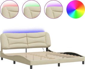 Rám postele s LED bez matrace Hvar Cream 180x200 cm Látka 3213723
