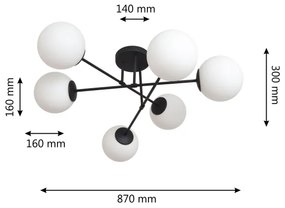 Přisazený lustr MOON 6xE27/15W/230V černá