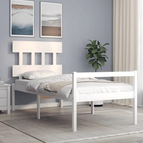 vidaXL Rám postele s čelem 90 x 200 cm masivní dřevo [3195404] Barva: Bílá