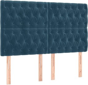Čelo postele tmavě modré 160x7x118/128 cm sametové 3116726