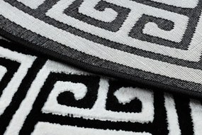Dywany Łuszczów, Kusový koberec Gloss 6776 85 greek black/ivory kruh, 200x200 (průměr) kruh, černobílá, chodba / předsíň