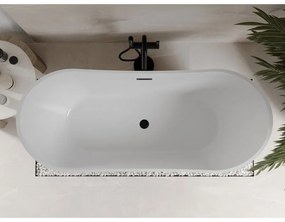 Mexen Celia, volně stojící vana 170 x 75 cm, bílá-černá, černý matný přepad, 52331707575-70