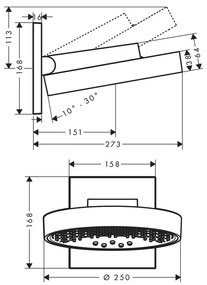 Hansgrohe Rainfinity, hlavová sprcha 250 3jet s připojením na zeď, chromová, HAN-26232000