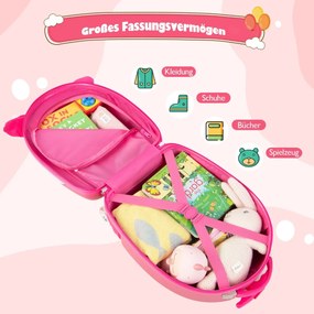 Costway Rolling Suitcase Hard Shell Příruční zavazadlo pro děti, růžový