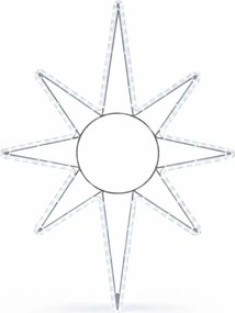 Easy Fix 2D LED světelná hvězda X., 82 × 125 cm, ledově bílá, závěsná, hliník