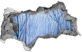 Wallmuralia Díra 3D ve zdi nálepka Cihla les zima 95x73 cm