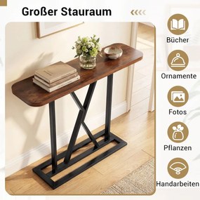 Costway Konzolový stolek 100 cm obdélníkový s geometrickým kovovým rámem