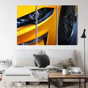 Vícedílný obraz Přední Část Žlutého Sportovního Vozu Nedostatek Nedostatek Plátno Canvas 120x80