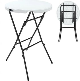 Barový stolek skládací plast Ø72cm bílá