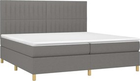 Box spring postel s matrací a LED tmavě šedá 200x200 cm textil 3135622