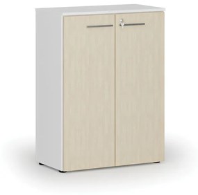 Kancelářská skříň s dveřmi PRIMO WHITE, 1087 x 800 x 420 mm, bílá/bříza