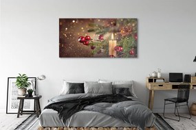 akrylový obraz Větvičky ozdoby svíčka kužely 140x70 cm