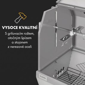 Klarstein Sauenland Pro XL, gril na sele, otočný špíz, 13 W, 4 kolečka, nerezová ocel