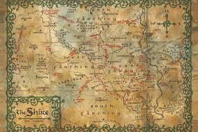 Umělecký tisk Hobbit - The Shire map, (40 x 26.7 cm)