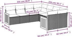 8dílná zahradní sedací souprava s poduškami černá polyratan 3228233