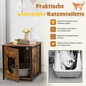 Costway Dřevěná skříňka pro kočky s dvířky a vchodem na odpadky pro kočky kočičí