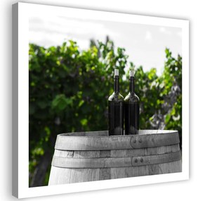 Gario Obraz na plátně Láhve vína na sudu Rozměry: 30 x 30 cm