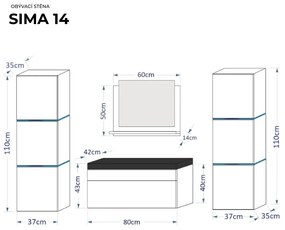 Ral Koupelnová stěna SIMA 16 - Černý lesk