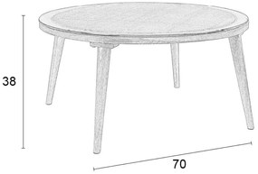 White Label Dubový konferenční stolek WLL HARU 70 cm se skleněnou deskou