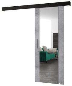Posuvné dveře 90 cm Sharlene II (beton + černá matná + černá) (se zrcadlem). 1043634
