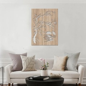 dřevo života Dřevěná dekorace na stěnu SAKURA Rozměry (cm): 60x84, Barevný vzor: Bílá