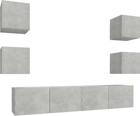 6dílný set TV skříněk betonově šedý kompozitní dřevo 3114257